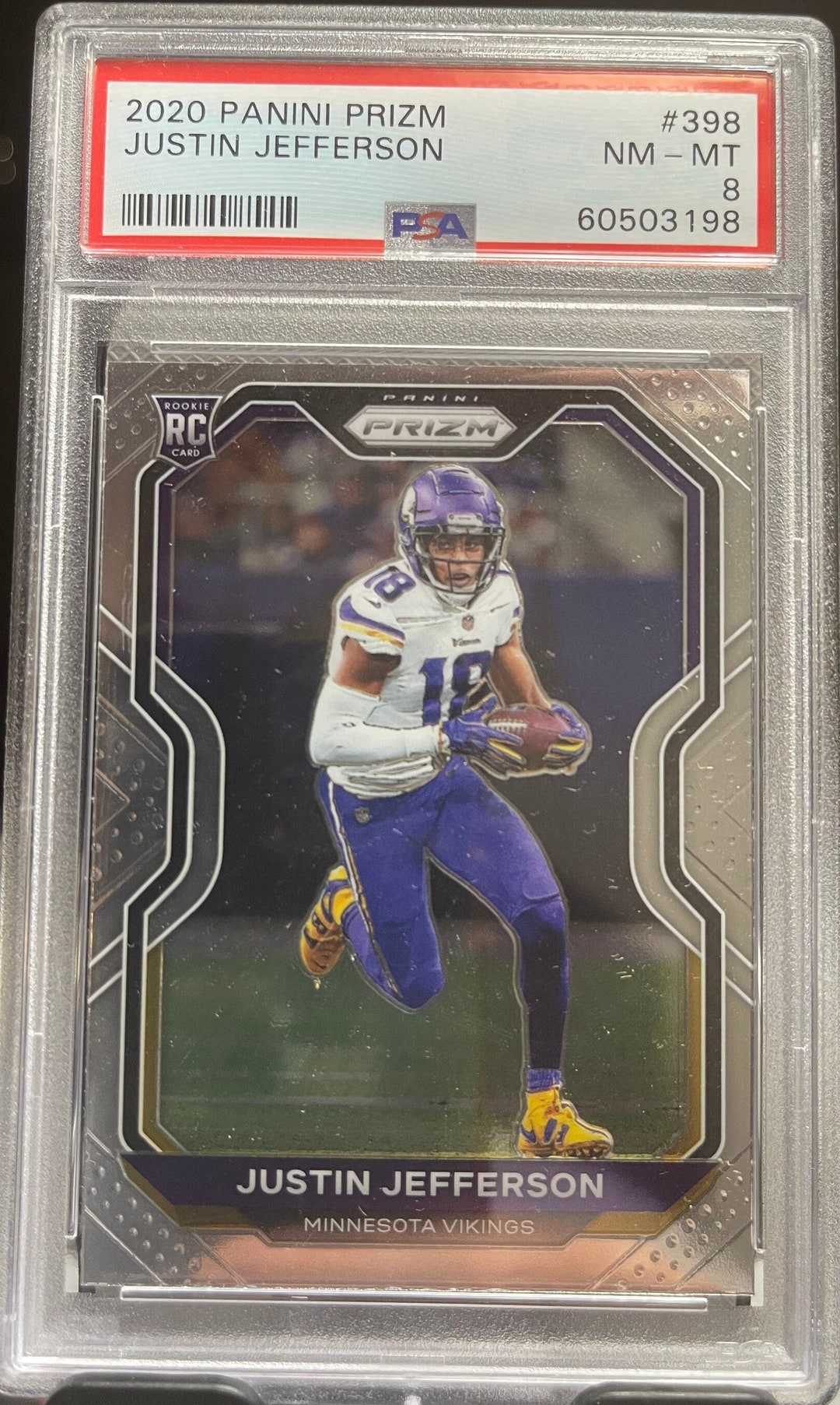 Justin Jefferson Rookie Card 2020 NFL Panini Prizm PSA Graded 8 Vikings ...