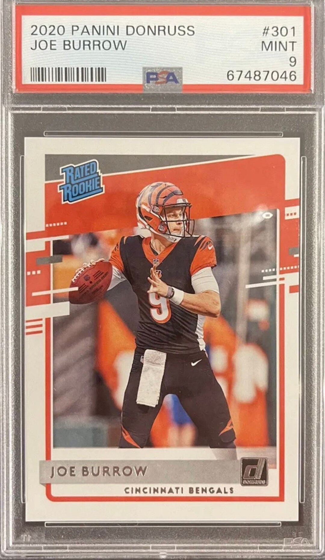 Joe Burrow Rookie Card 2020 NFL Panini Donruss Rated Rookie PSA Graded ...