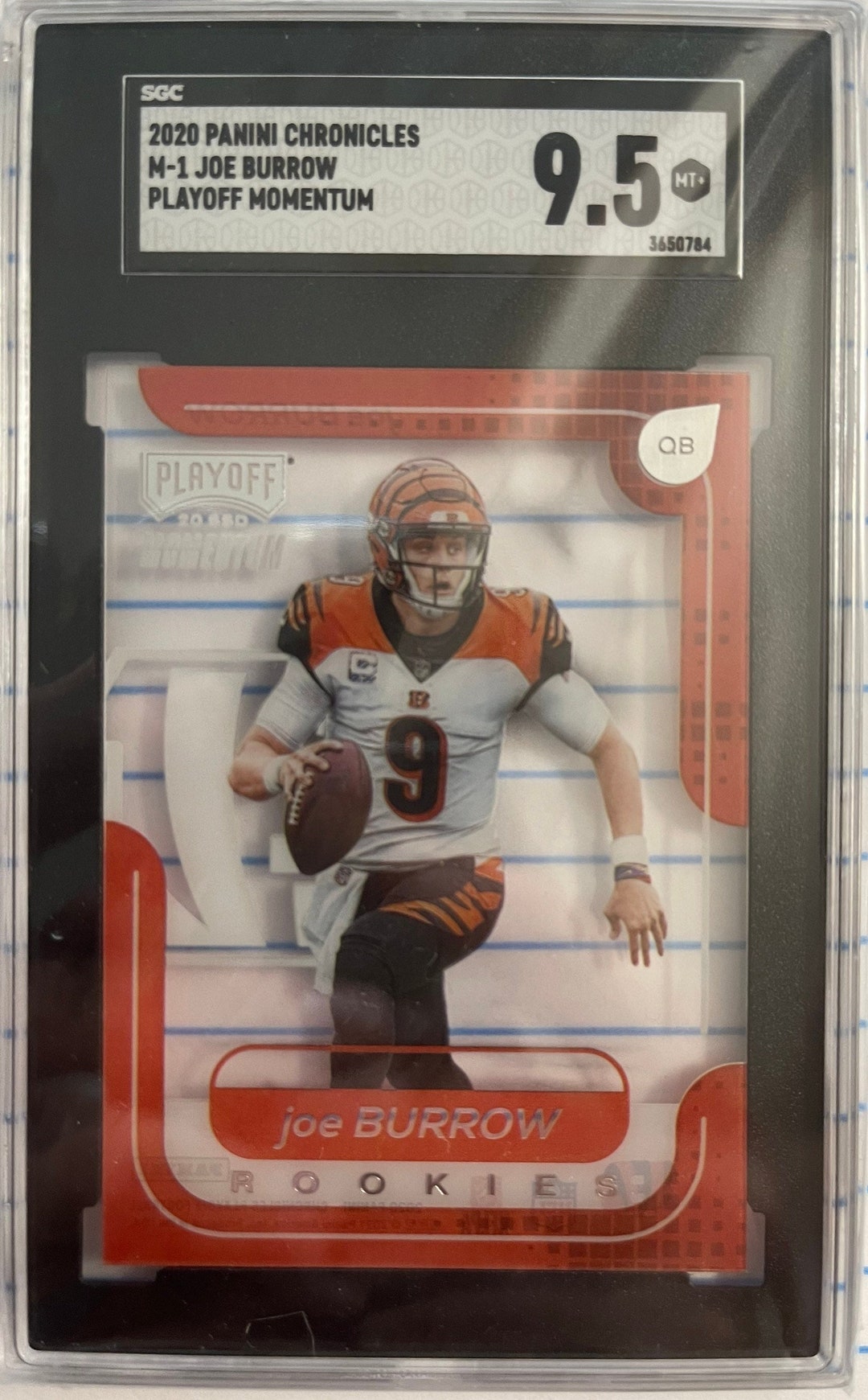 Joe Burrow Rookie Card 2020 NFL Clear Playoff Momentum SGC Graded 9.5 ...
