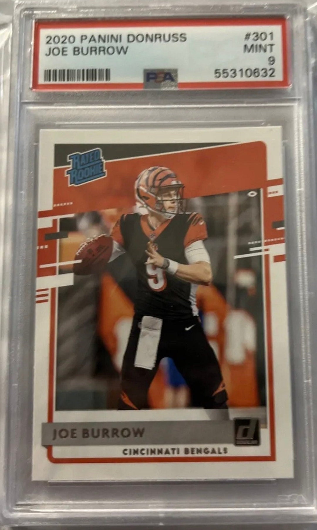 Joe Burrow Rookie Card 2020 NFL Panini Donruss Rated Rookie PSA Graded ...