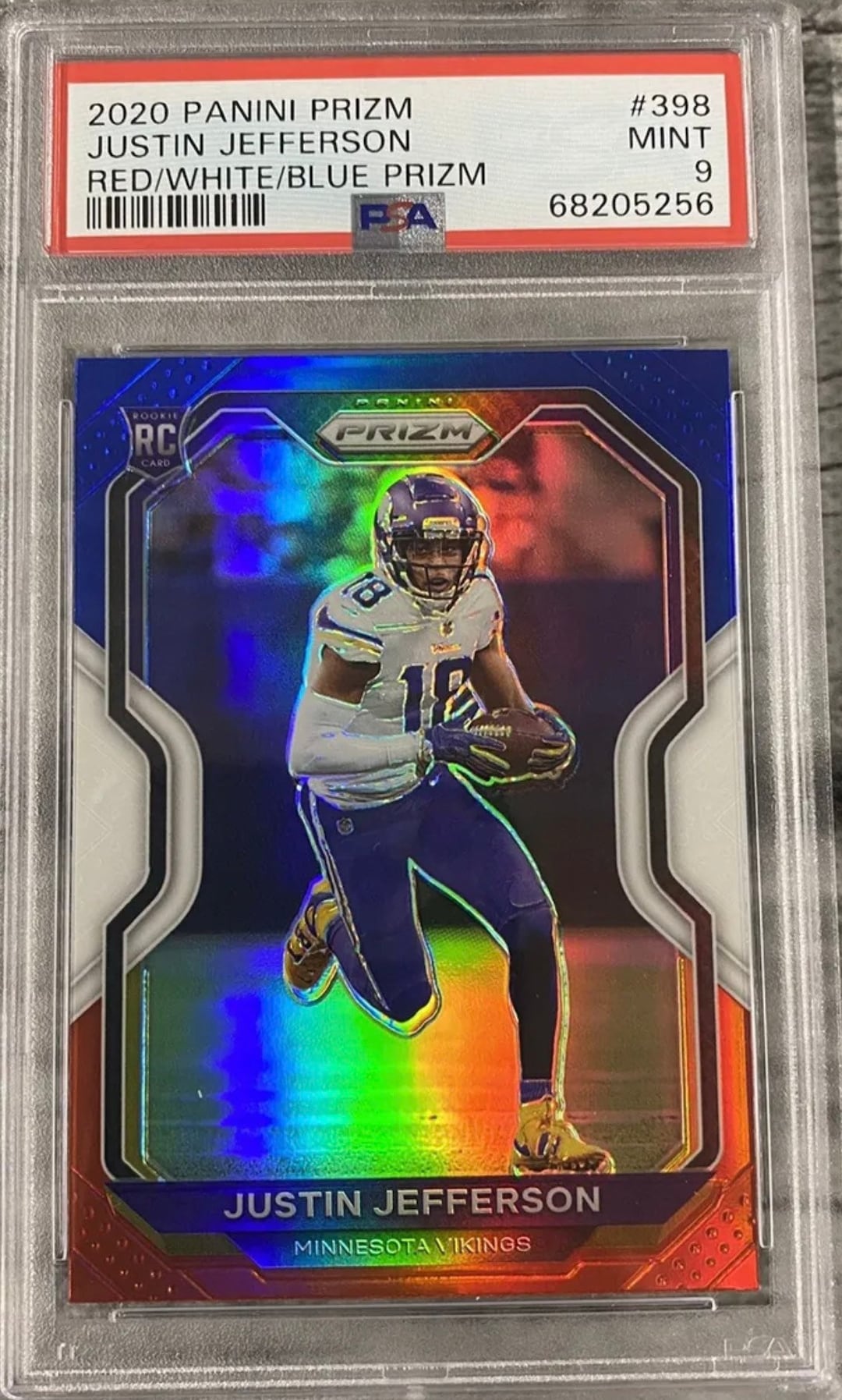 Justin Jefferson Rookie Card 2020 NFL Panini Prizm Red White Blue PSA 9 ...
