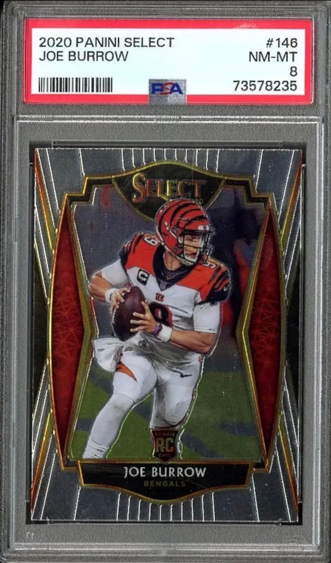 Joe Burrow Rookie Card 2020 NFL Panini Select Premier PSA Graded 8 ...