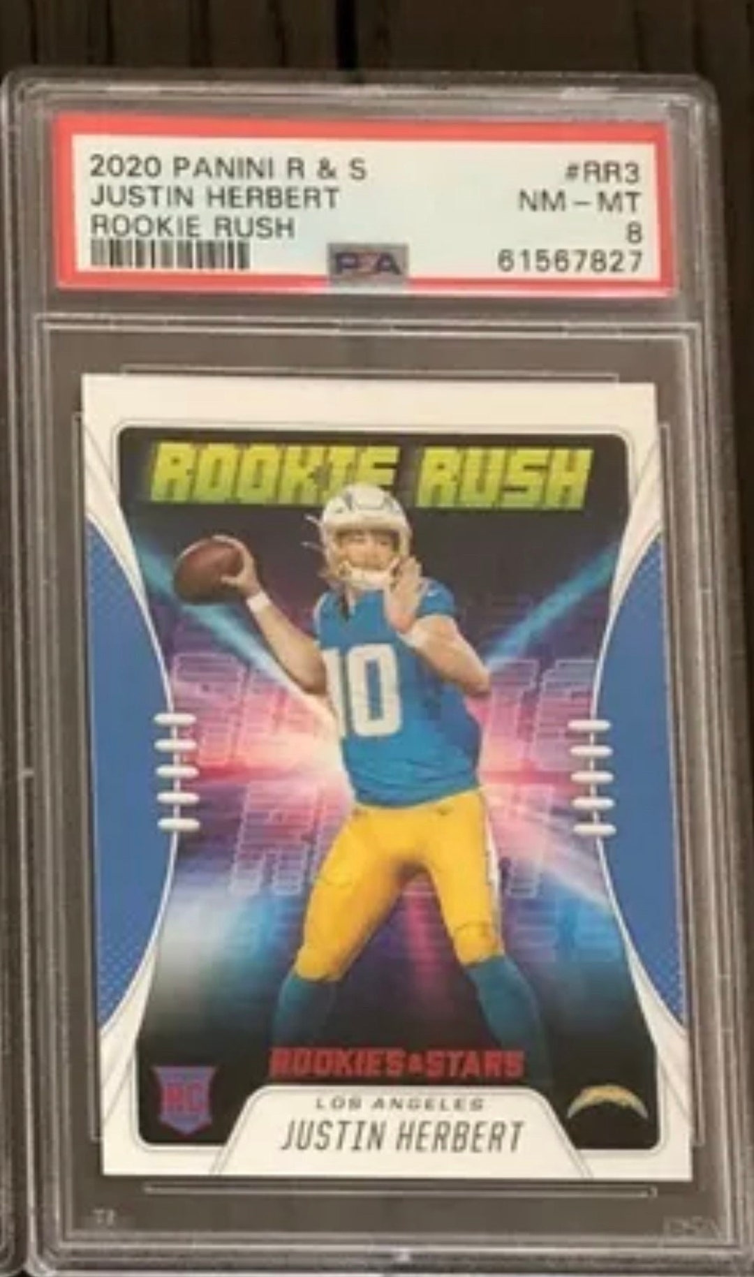 Justin Herbert Rookie Card 2020 NFL Panini Rookie Rush Red Foil PSA ...