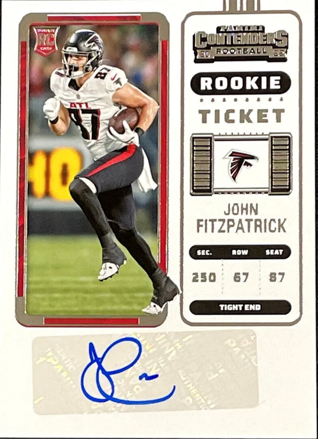 John Fitzpatrick Rookie Card 2022 NFL Panini Contenders Auto Falcons ...
