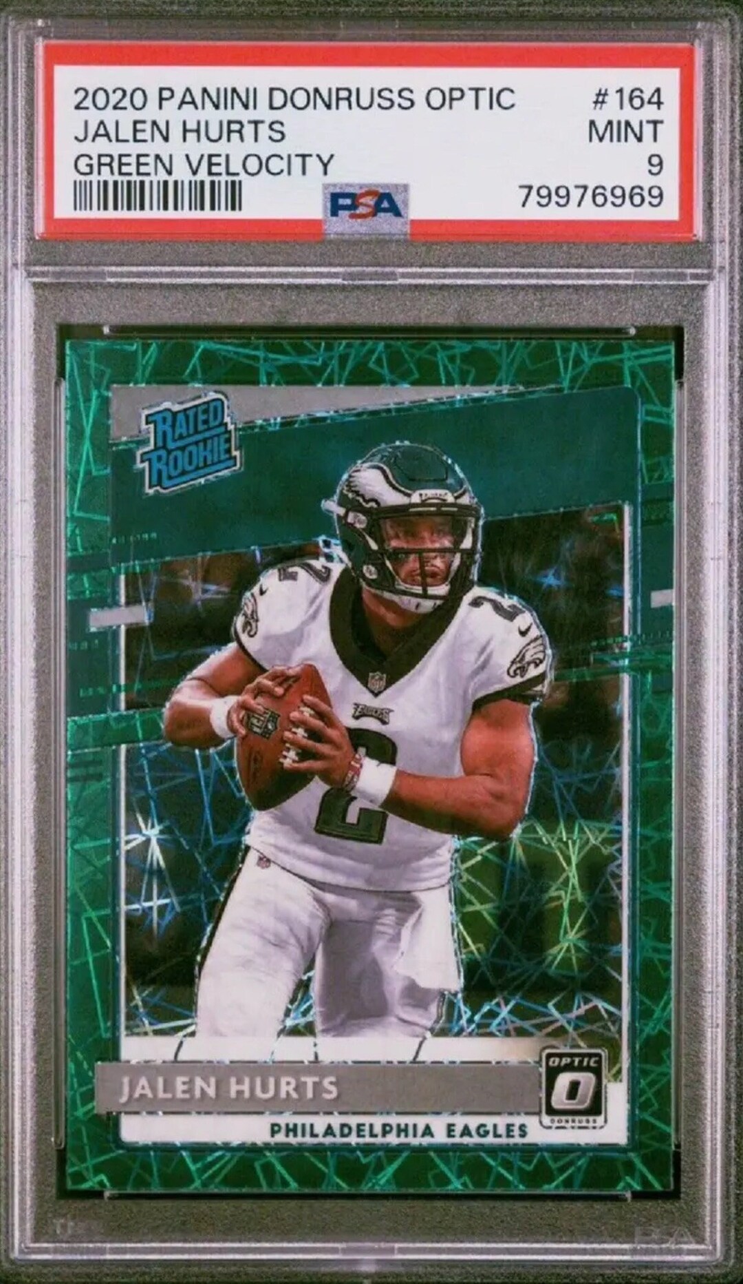 Jalen Hurts Rookie Card 2020 NFL Panini Rare Green Velocity PSA Graded ...