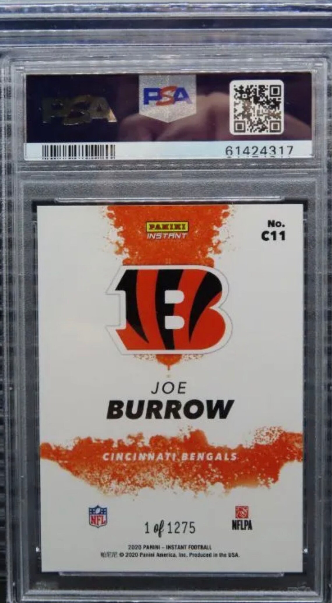 Joe Burrow Rookie Card 2020 NFL Panini Instant My City Rare /1275 PSA ...