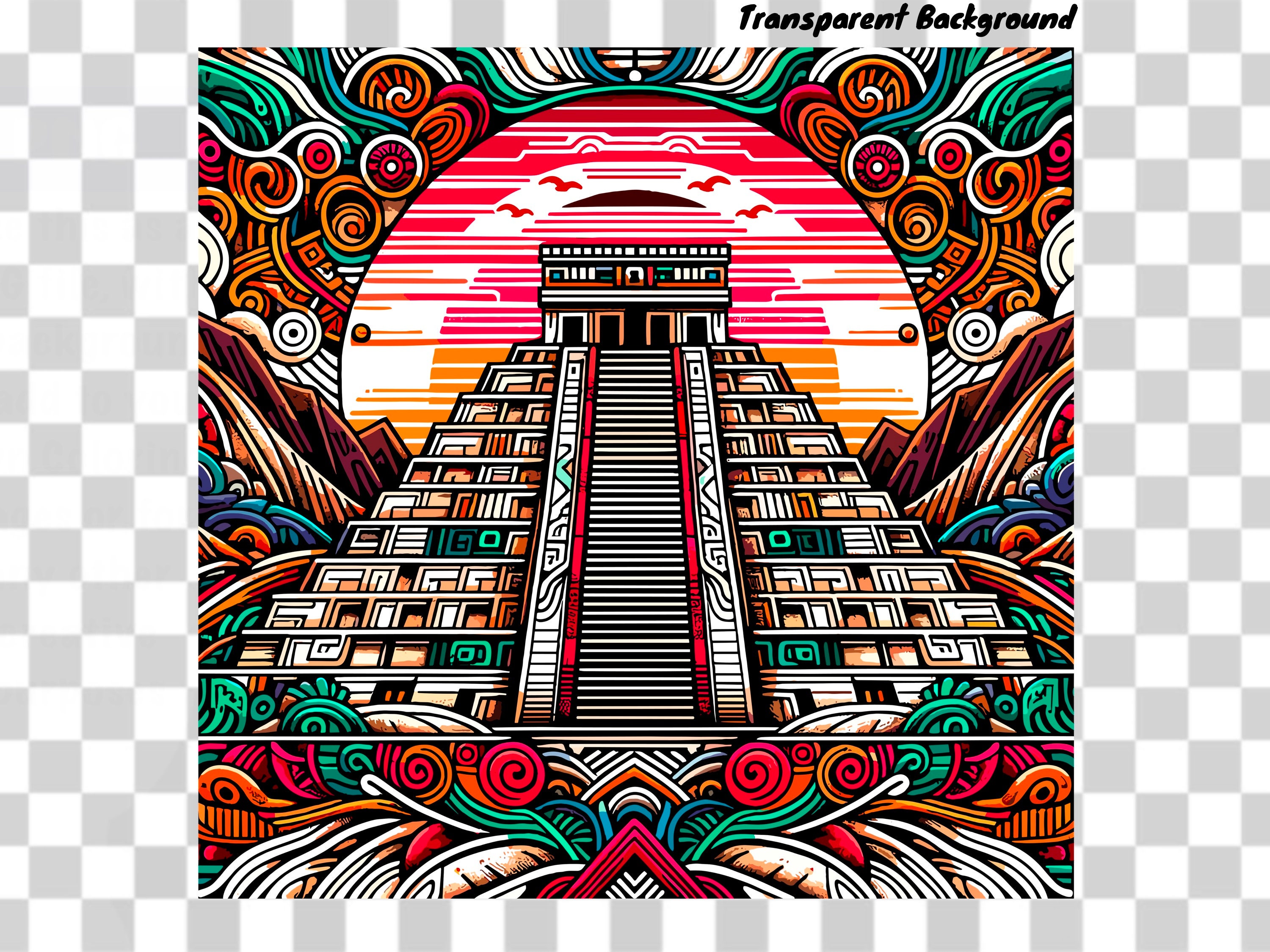 Aztec Png Aztec Temple Landscape Png Aztec Clipart Pattern - Etsy