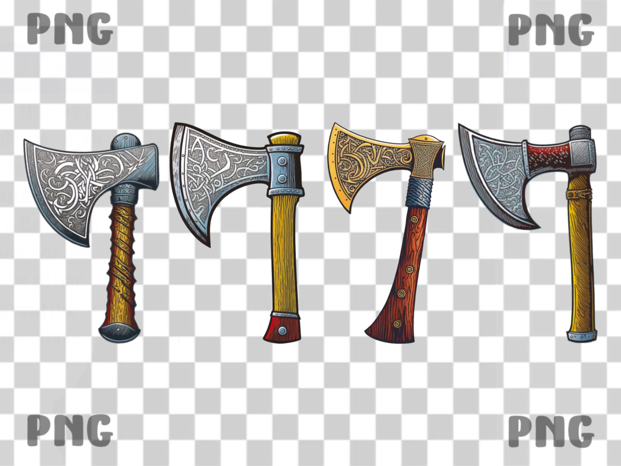4 Viking Axe Graphic Png Files, Valhalla, Norse Man Axe Digital Design ...