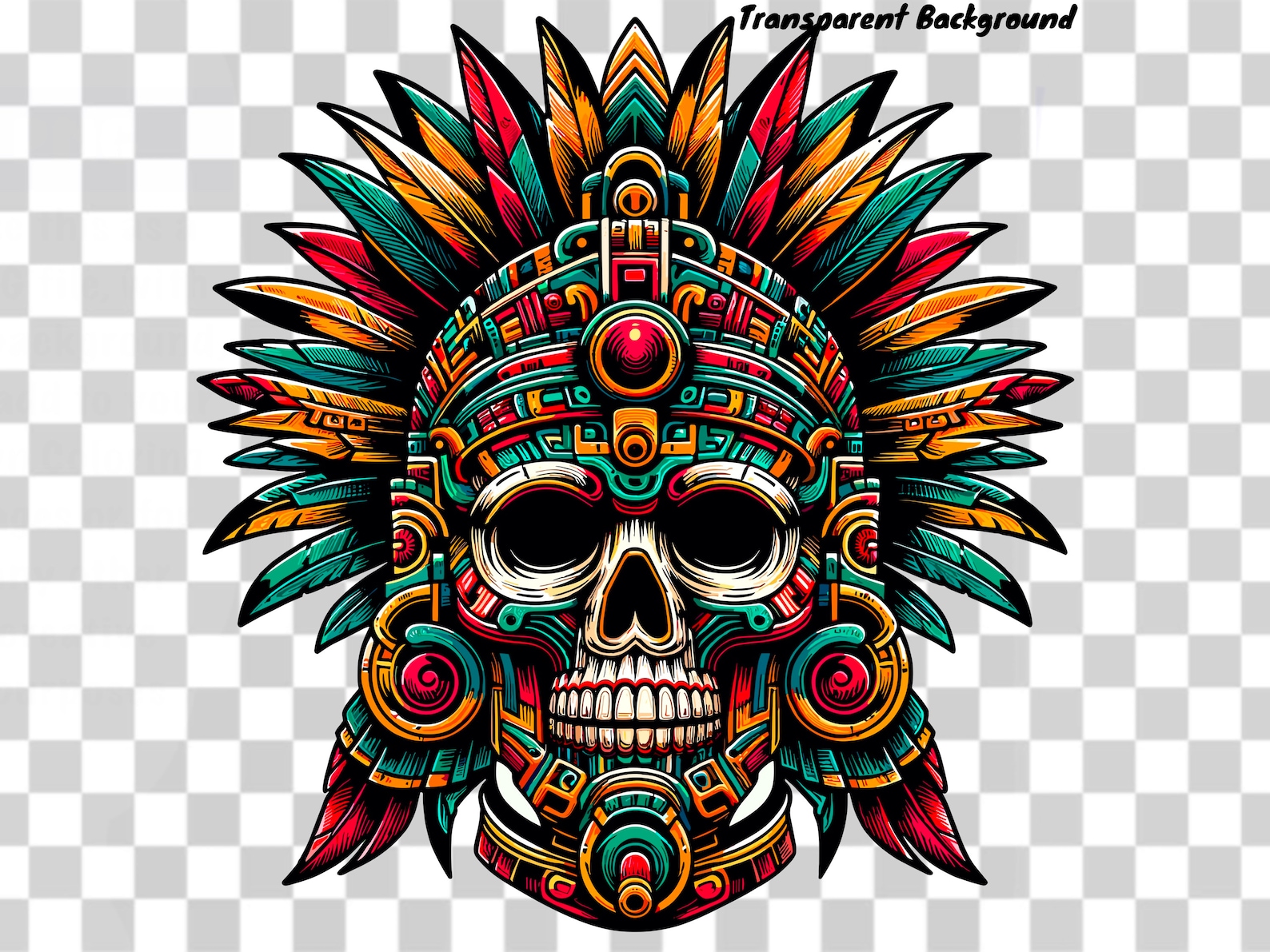 Aztec png Cráneo guerrero azteca png, arte de diseño de patrón de ...