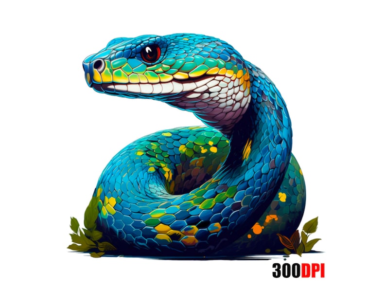 Snake PNG Snake File for Sublimation Blue Snake Clipart Design for ...