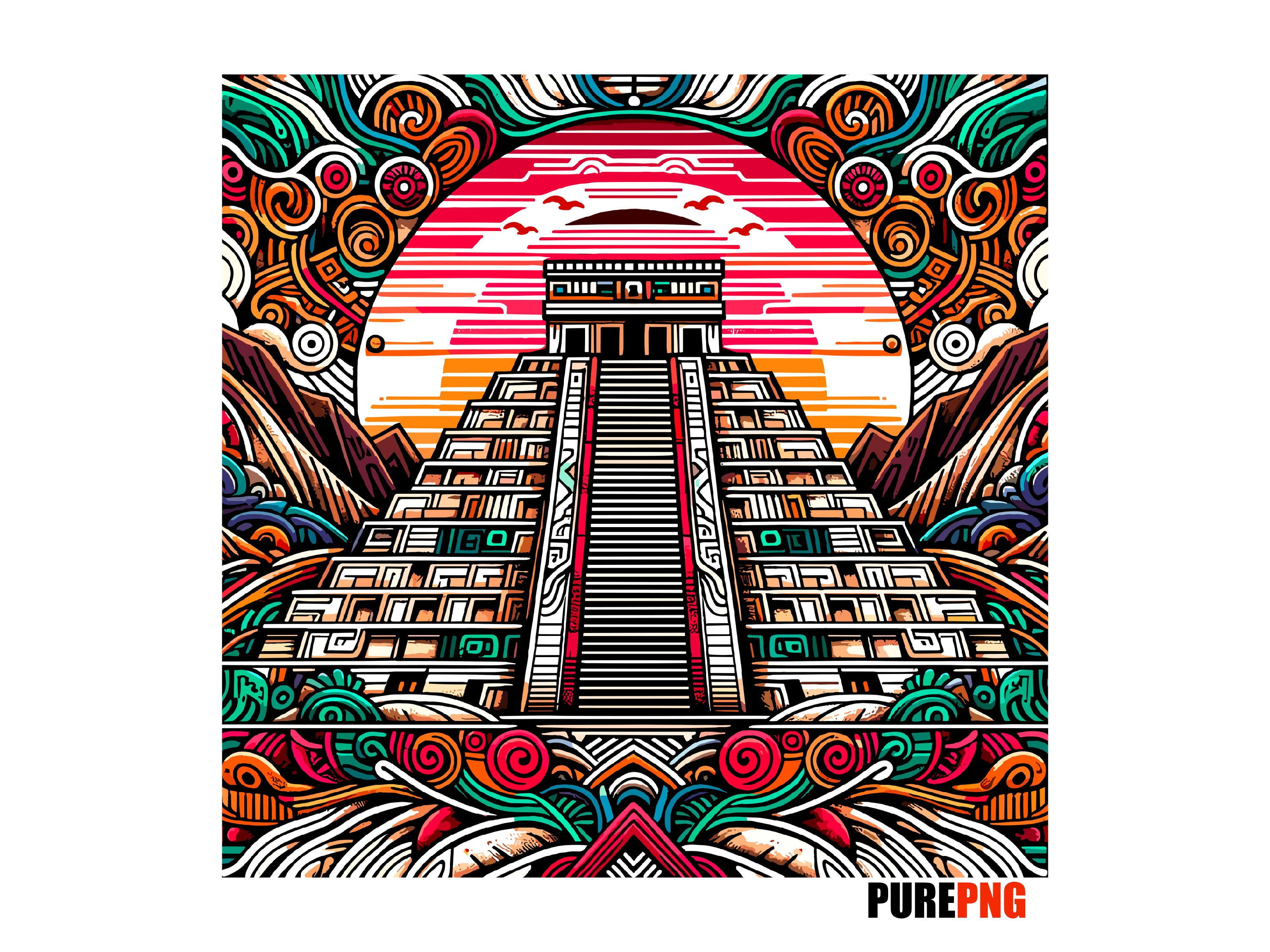 Aztec Png Aztec Temple Landscape Png Aztec Clipart Pattern - Etsy