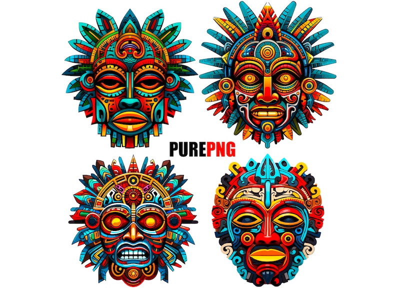 Aztec Png Aztec Masks Png, 4 Colorful Aztec Clipart Mask Designs of ...