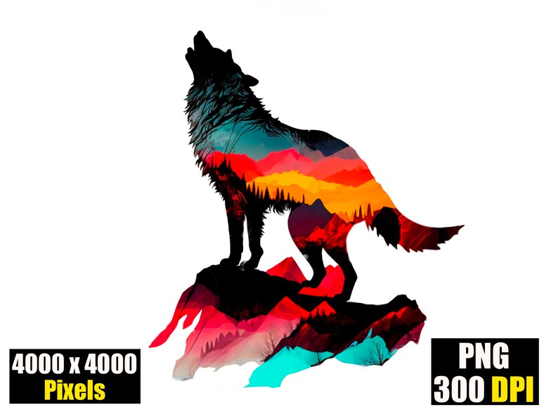 Wolf Silhouette PNG Pattern Wolf File for Sublimation Wolf Design for ...