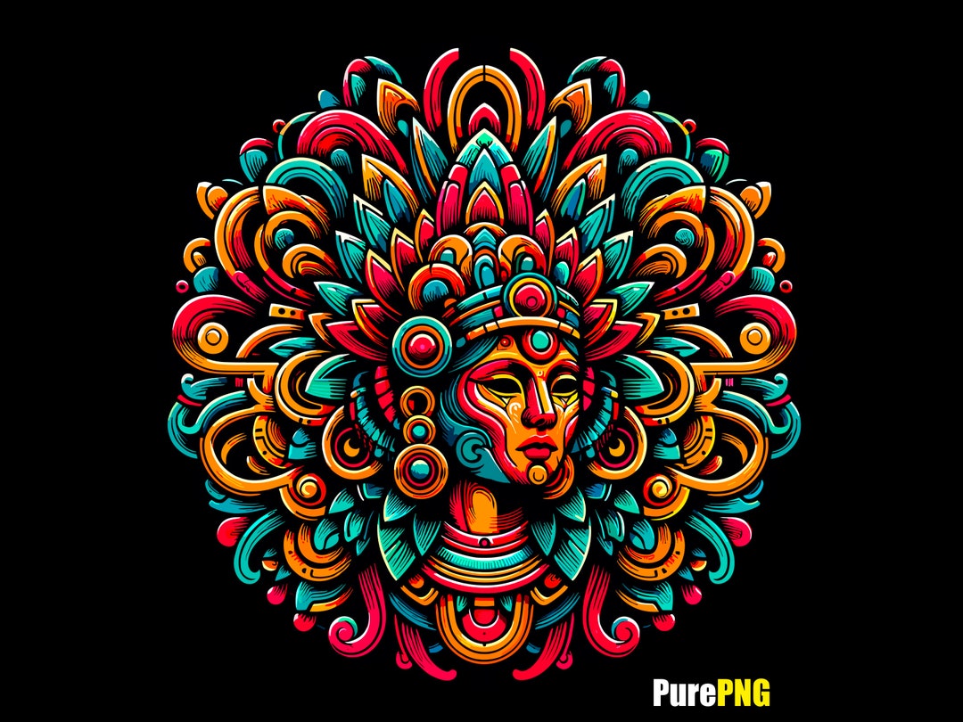 Aztec Png, God of Flowers Xochiquetzal, Aztec Clipart Pattern Design ...