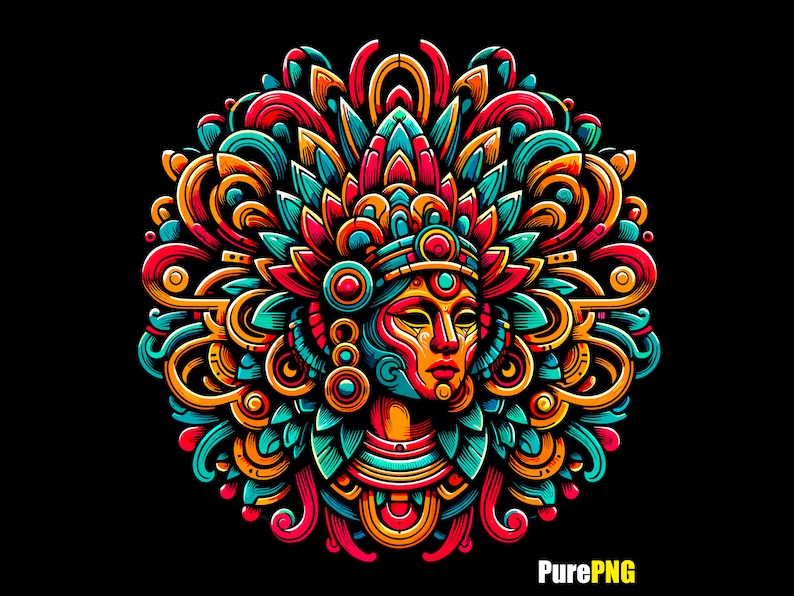 Aztec Png, God of Flowers Xochiquetzal, Aztec Clipart Pattern Design ...