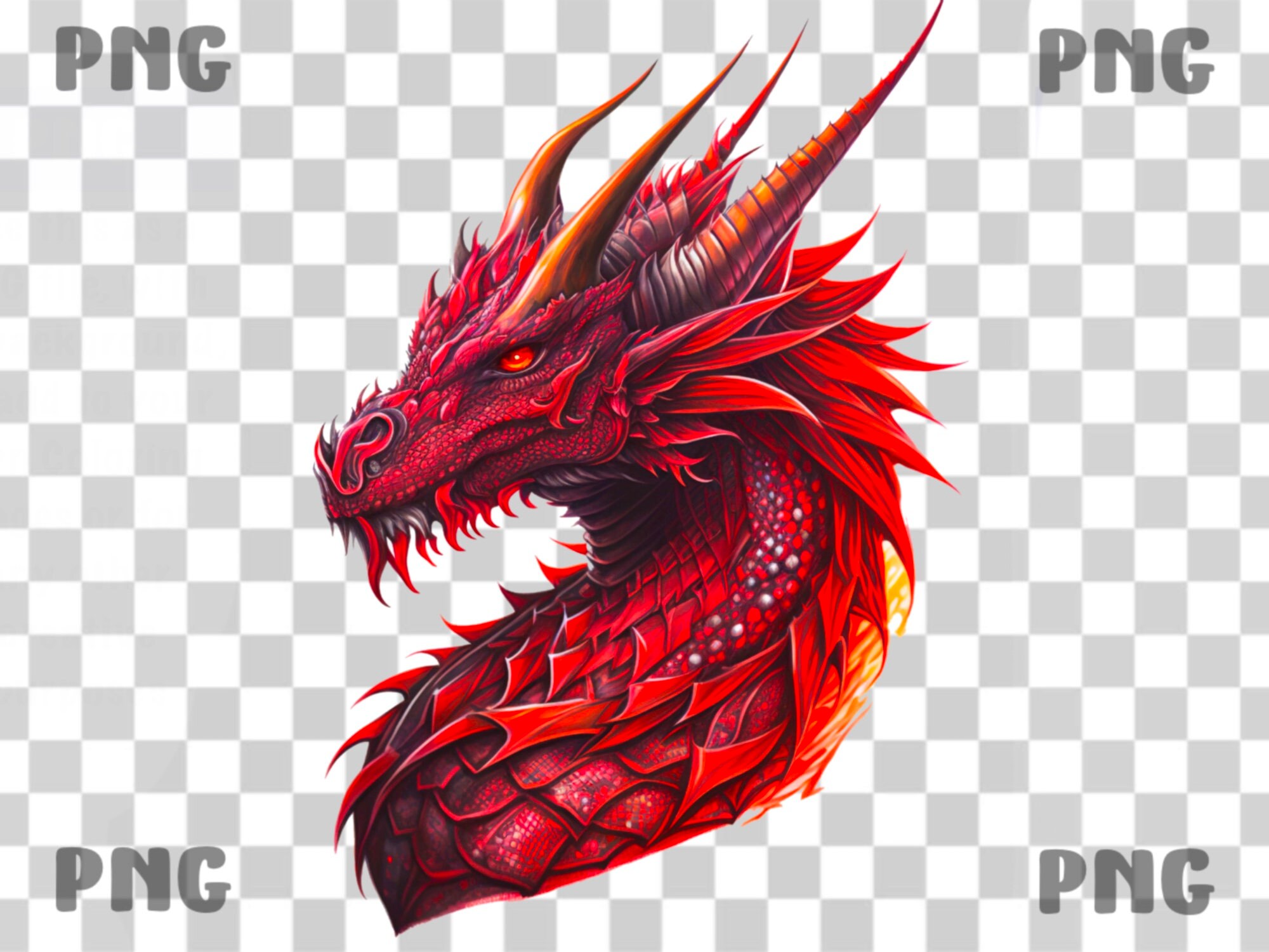 Red Dragon PNG: Sublimation Clipart for Dragon Art (commercial Use) - Etsy