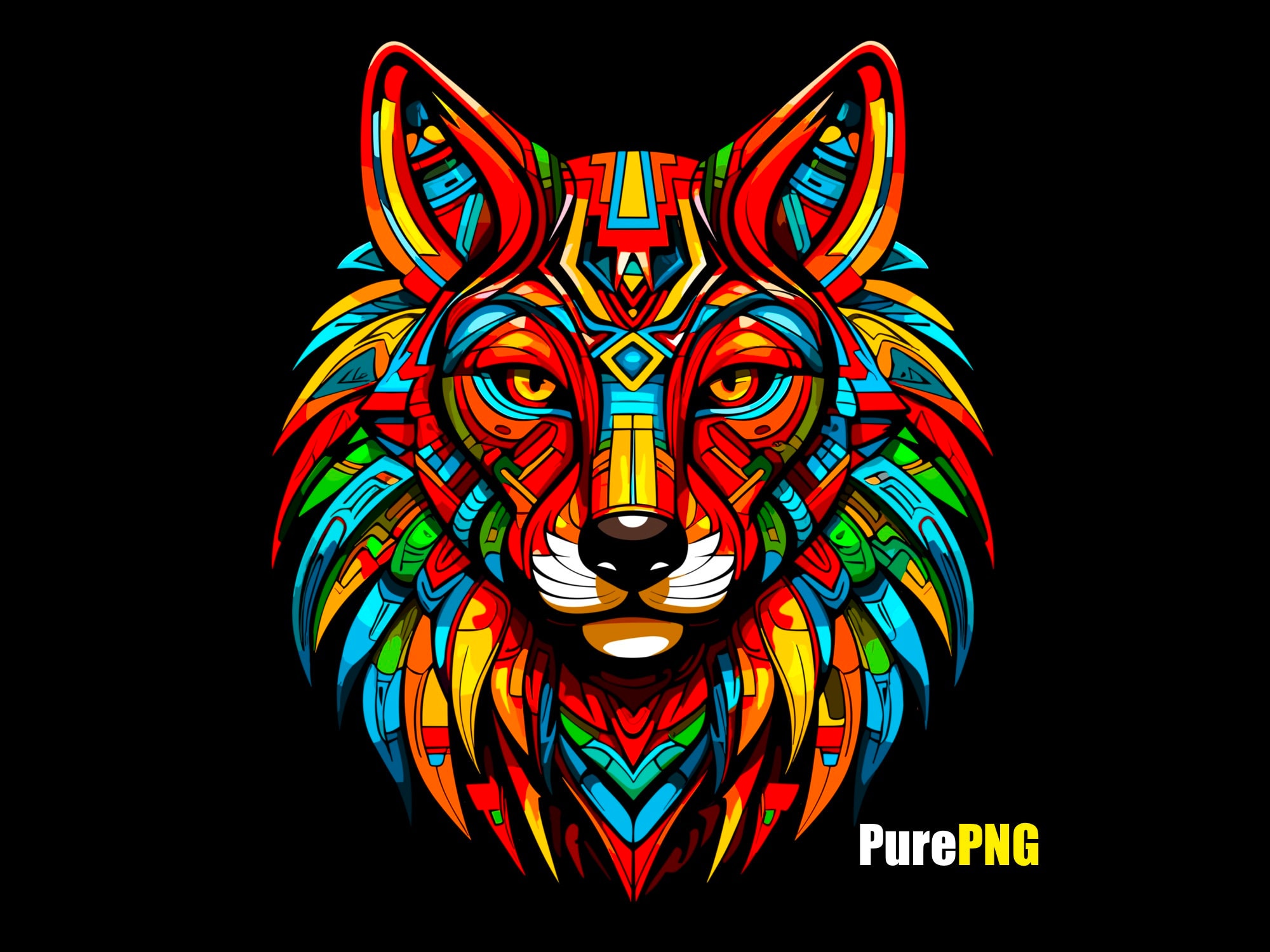 Aztec Png Aztec Coyote Png Colorful Aztec Clipart Design of - Etsy