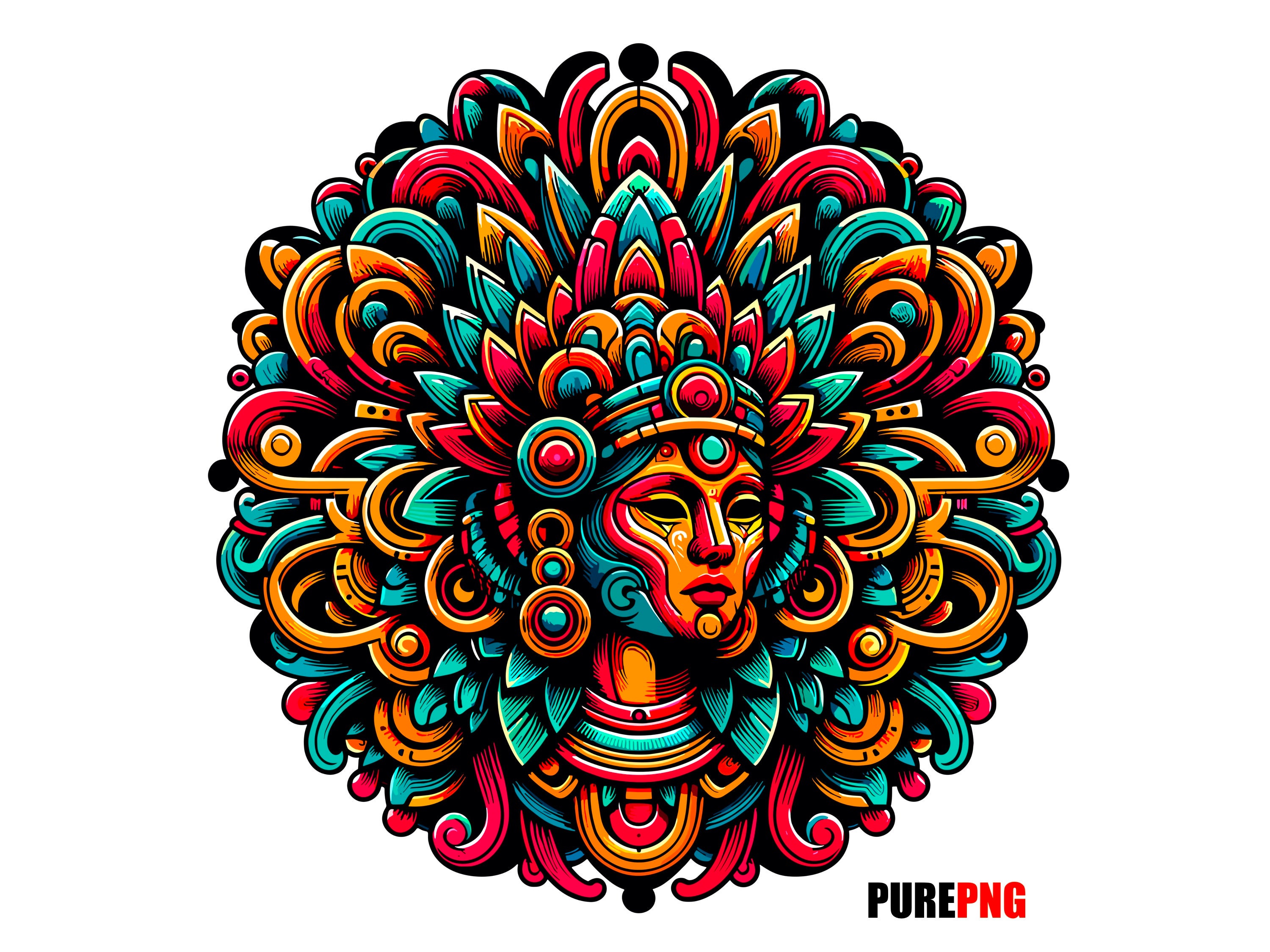 Aztec Png, God of Flowers Xochiquetzal, Aztec Clipart Pattern Design ...