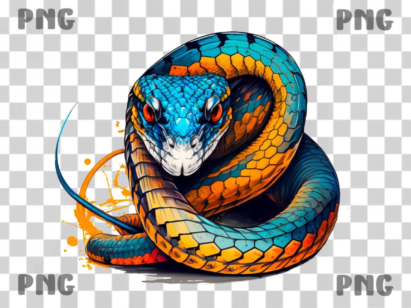 Colorful Snake PNG: Sublimation Clipart for Commercial Use (digital ...