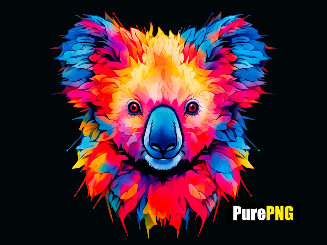Koala PNG Colorful Koala Pattern Clipart Png File for Sublimation ...
