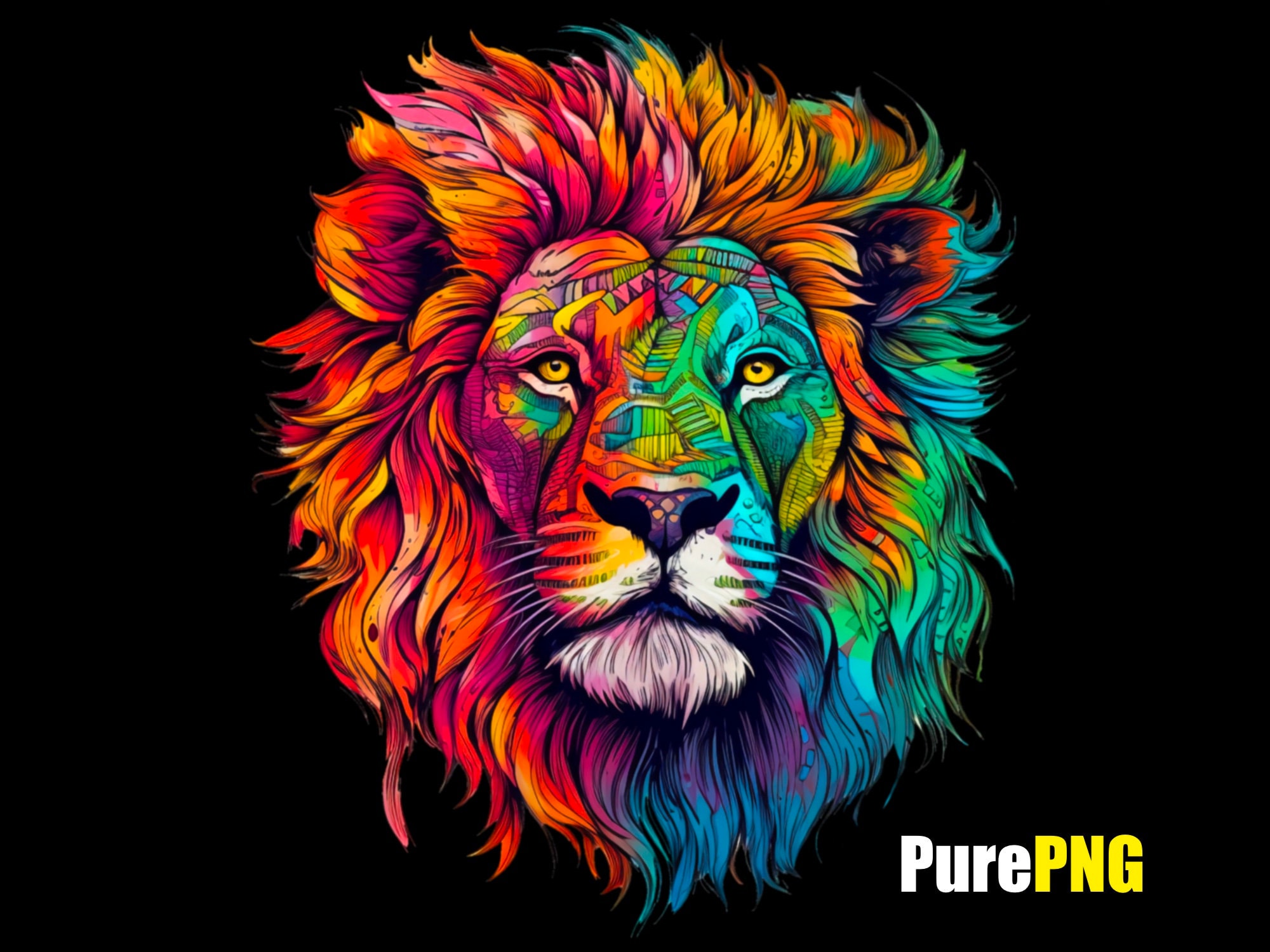 Lion PNG Lion Clipart Png File Transparent Background Colorful - Etsy