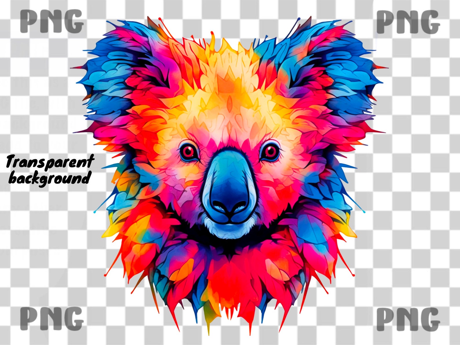 Koala PNG Colorful Koala Pattern Clipart Png File for Sublimation ...