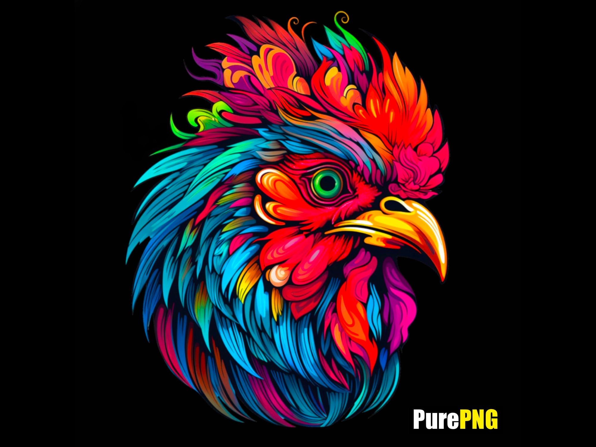 Colorful Chicken PNG Clipart: Transparent Background, Commercial Use ...