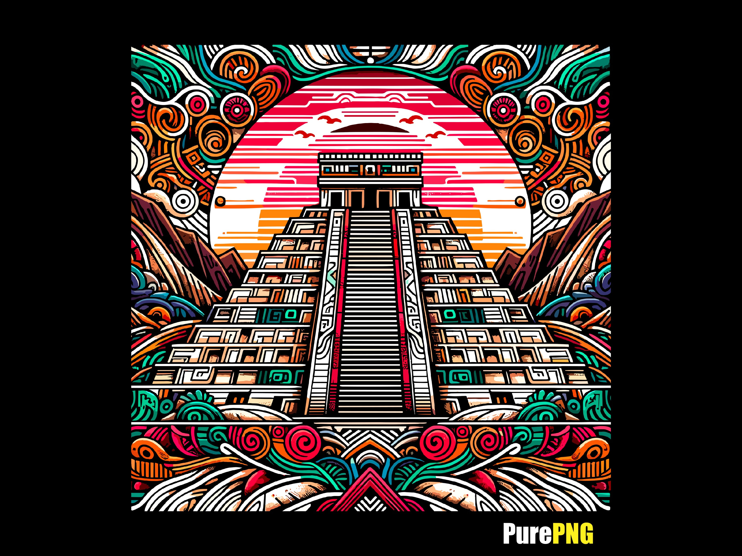 Aztec Png Aztec Temple Landscape Png Aztec Clipart Pattern - Etsy
