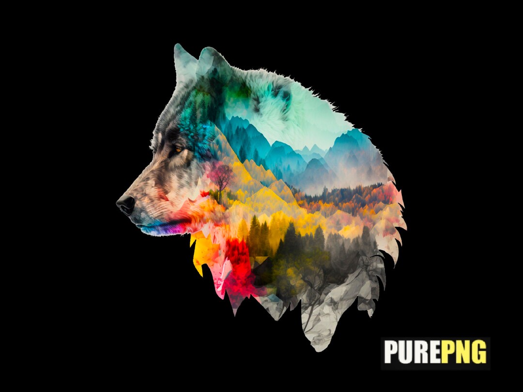 Wolf PNG Wolf File for Sublimation Wolf Double Exposure Design for Wolf ...