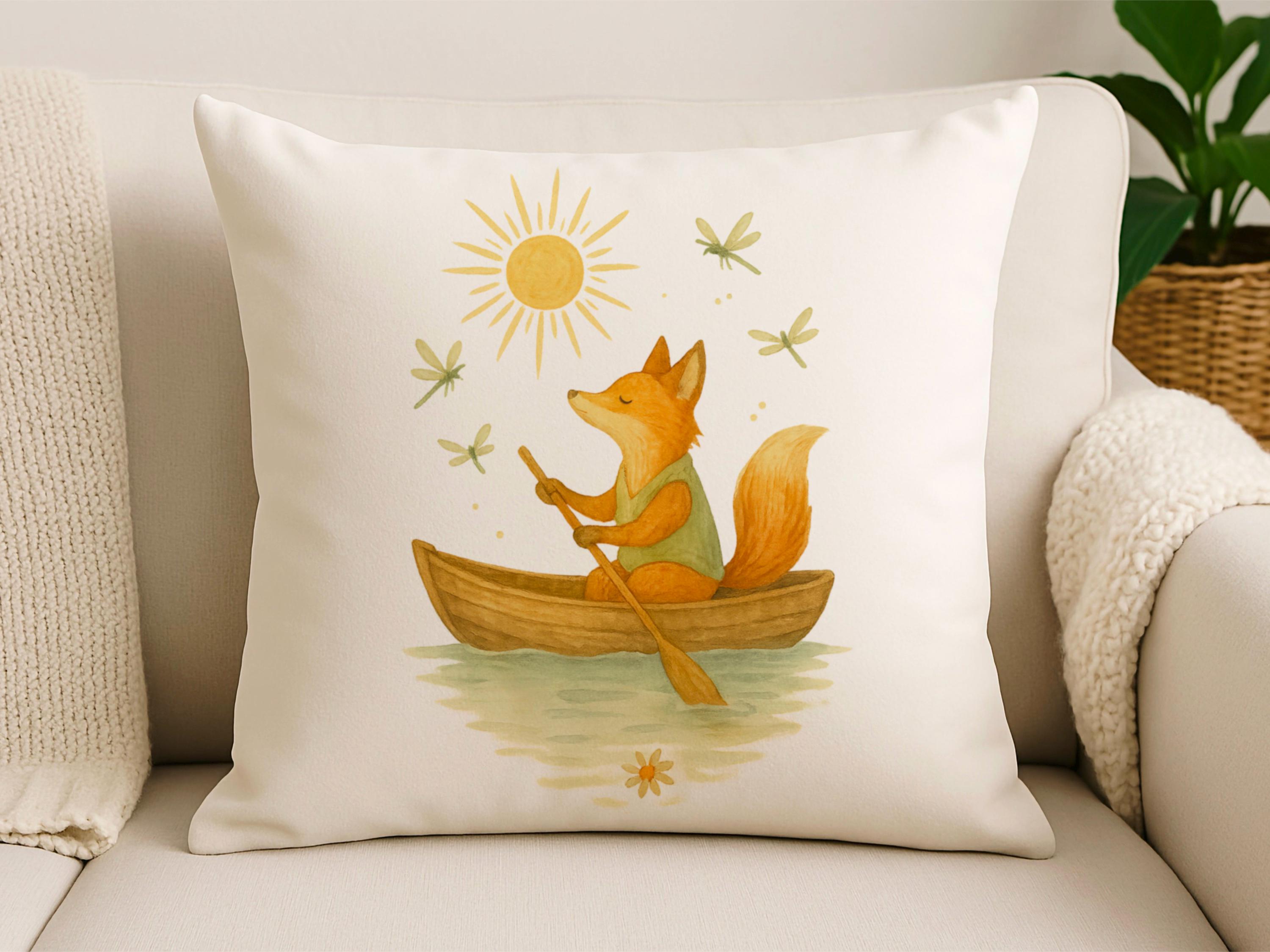Cottagecore Fox PNG: Whimsical Rowing Boat Clipart (digital Download ...