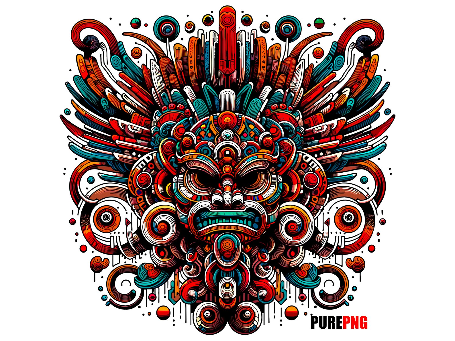 Aztec God Tlaloc PNG: Colorful Pattern Design (digital Download) - Etsy