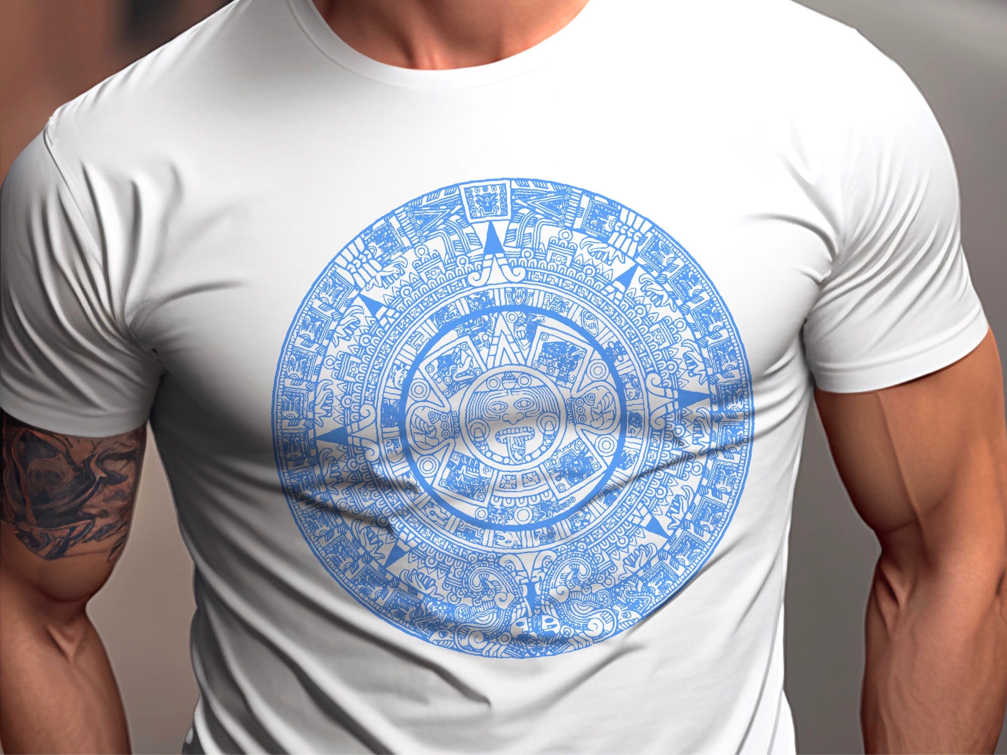 Blue Aztec Calendar PNG: Warrior Art Clipart (digital Download) - Etsy