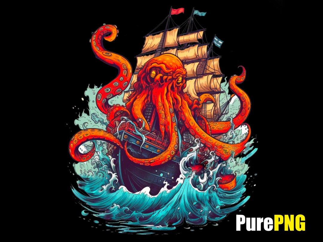 Pirate Kraken PNG Clipart: Transparent Pirate Art (commercial Use) - Etsy