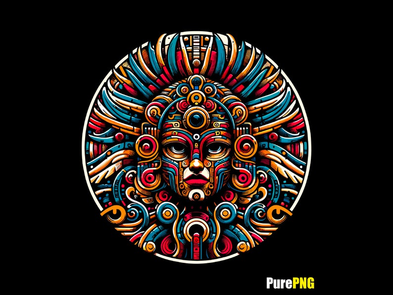 Aztec Png Goddess of Water Chalchiuhtlicue, Aztec Clipart Pattern ...