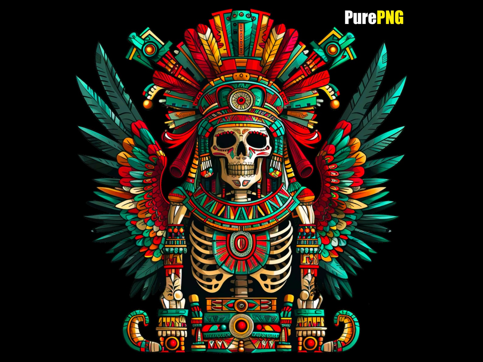 Esqueleto de guerrero azteca PNG: Diseño de patrón prediseñado ...