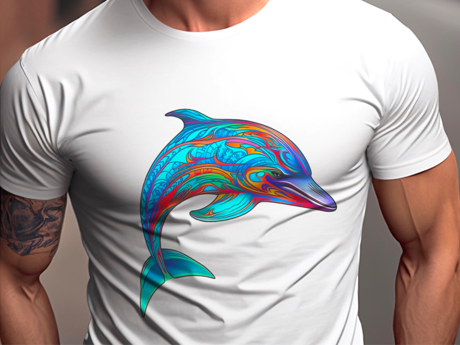 Colorful Dolphin PNG: Sublimation Design, Sea Animal Clipart (digital ...
