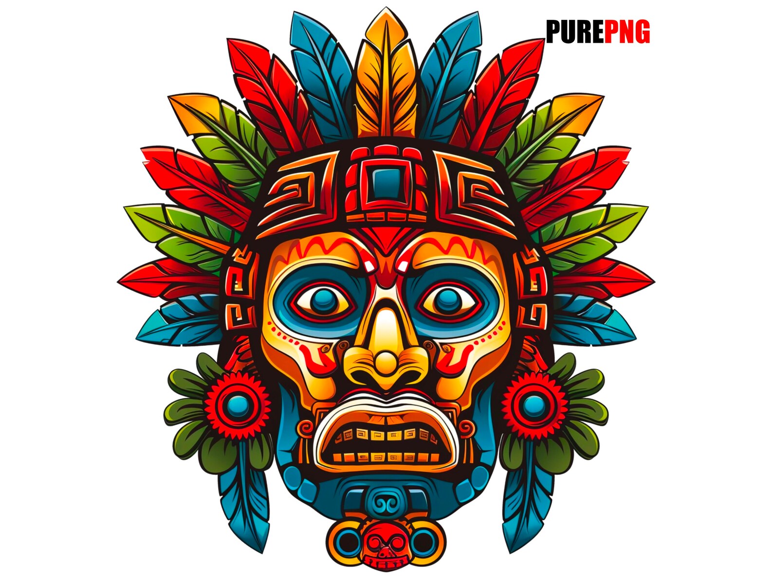 Aztec Png Aztec Mask With Wide Eyes Png Colorful Aztec Clipart Design ...