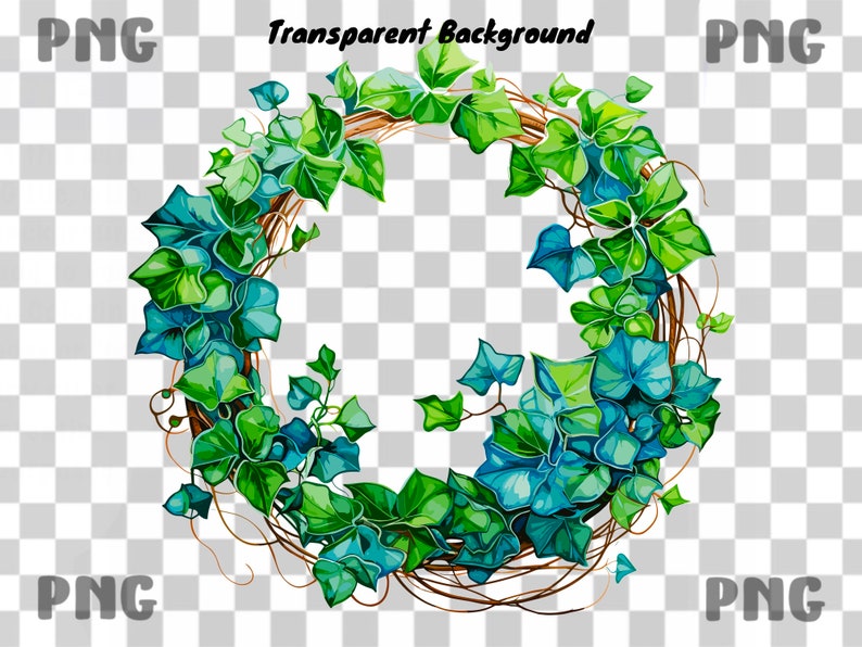 Watercolor Ivy Clipart Png Transparent Background Ivy Plant - Etsy
