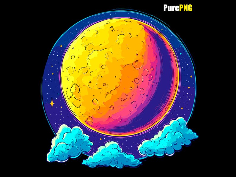 Full Moon Clipart: Transparent PNG for Commercial Use (digital Download ...