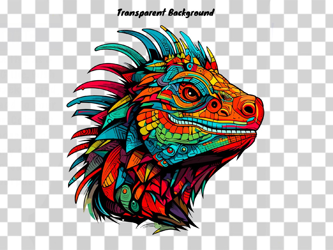 Colorful Aztec Iguana PNG: Commercial & Personal Use (digital Download ...