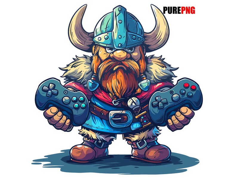 Funny Viking Gamer Clipart PNG: Transparent Background (digital ...