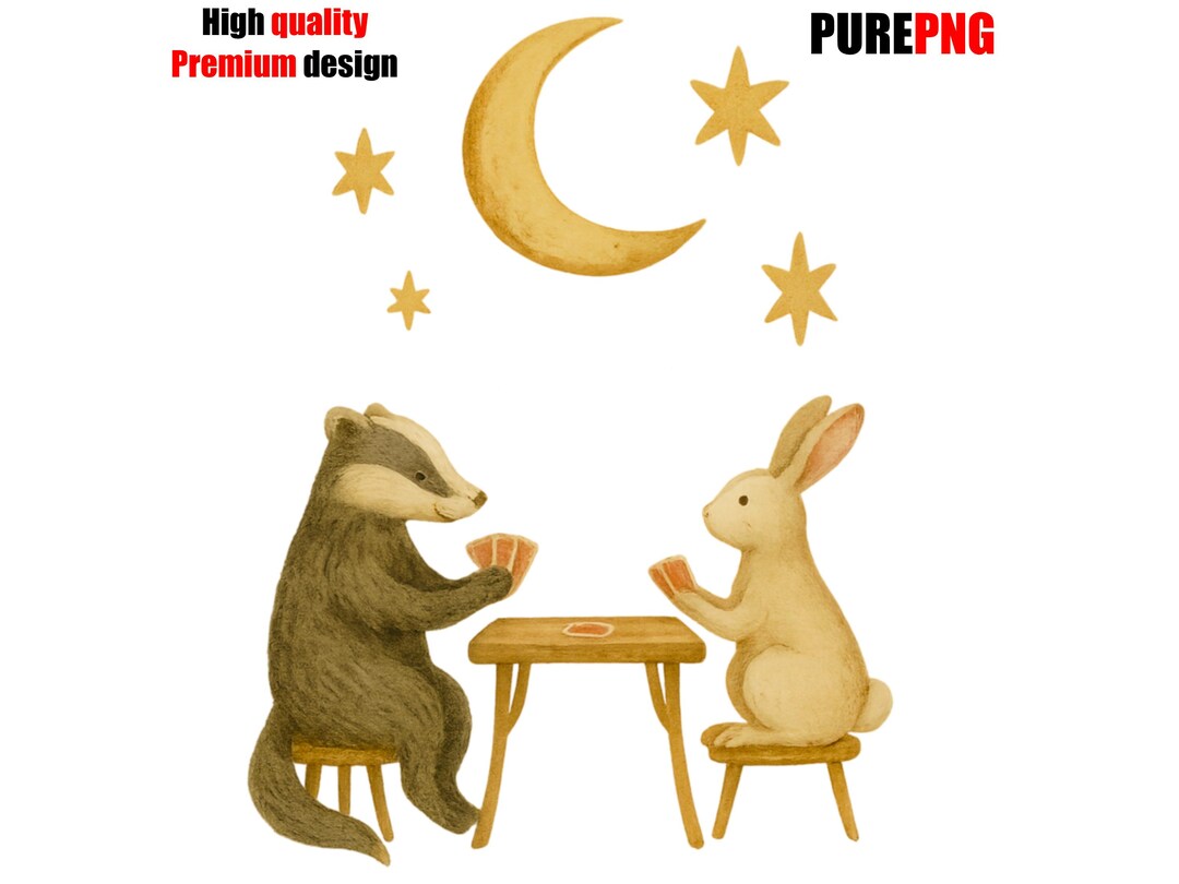 Bunny & Badger Playing Cards PNG: Cottagecore Forest Animals (digital ...