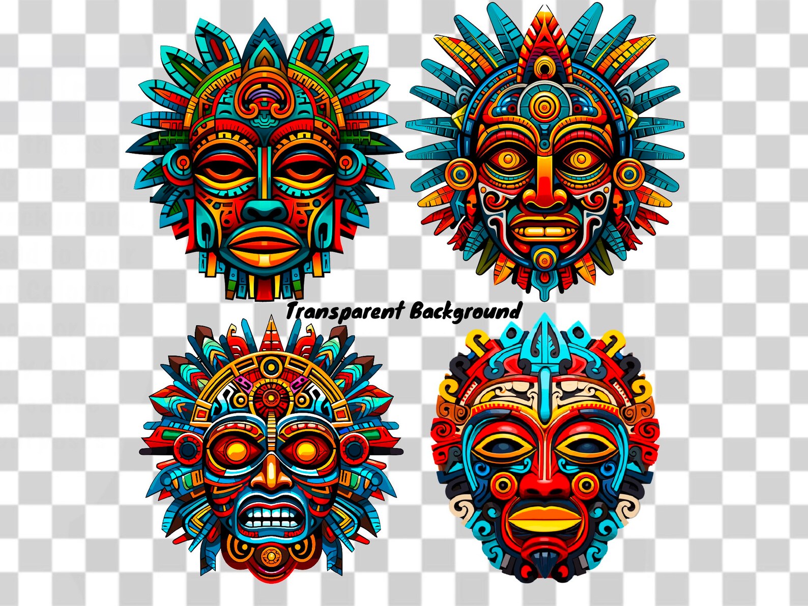 Aztec Png Aztec Masks Png, 4 Colorful Aztec Clipart Mask Designs of ...