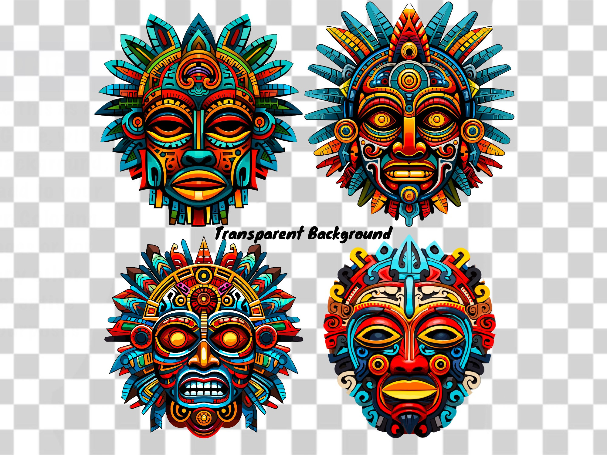 Aztec Png Aztec Masks Png, 4 Colorful Aztec Clipart Mask Designs of ...
