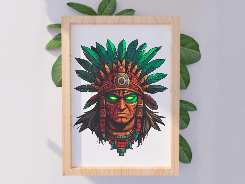 Green Eyed Aztec Warrior Clipart: PNG Digital Download - Etsy