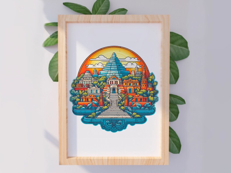 Aztec Png Aztec City of Tenochtitlan Png Colorful Aztec - Etsy