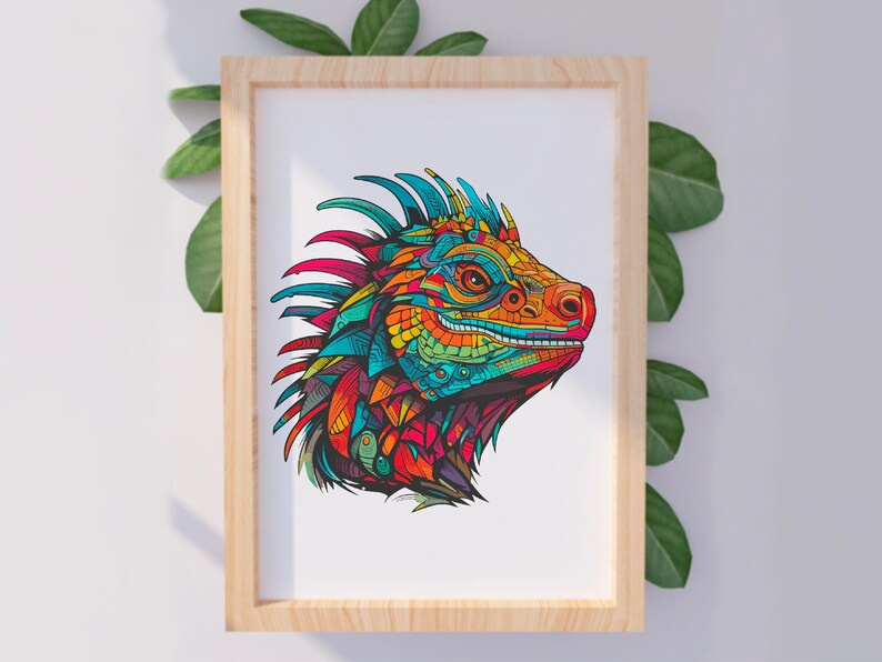 Colorful Aztec Iguana PNG: Commercial & Personal Use (digital Download ...