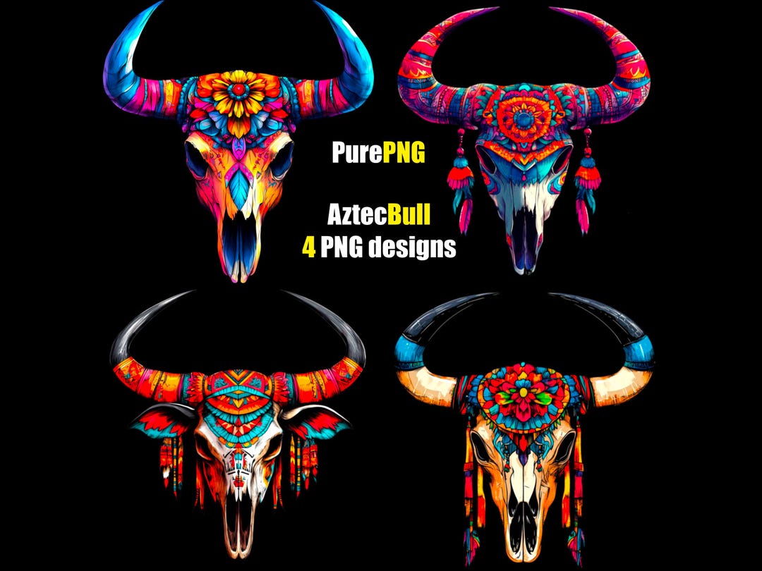 Aztec Bull Skull Png, Aztec Clipart Pattern Sublimation Design Art for ...