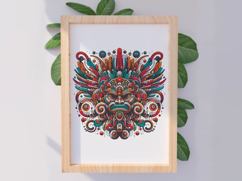 Aztec God Tlaloc PNG: Colorful Pattern Design (digital Download) - Etsy