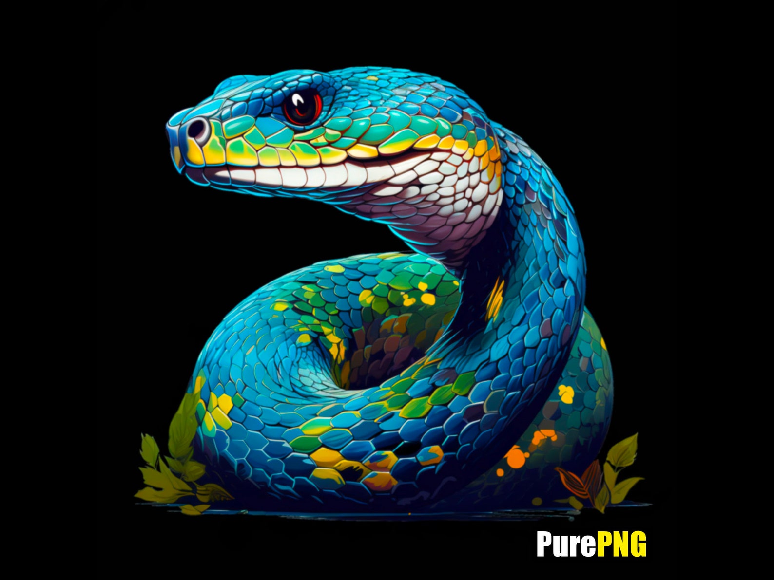 Snake PNG Snake File for Sublimation Blue Snake Clipart Design for ...
